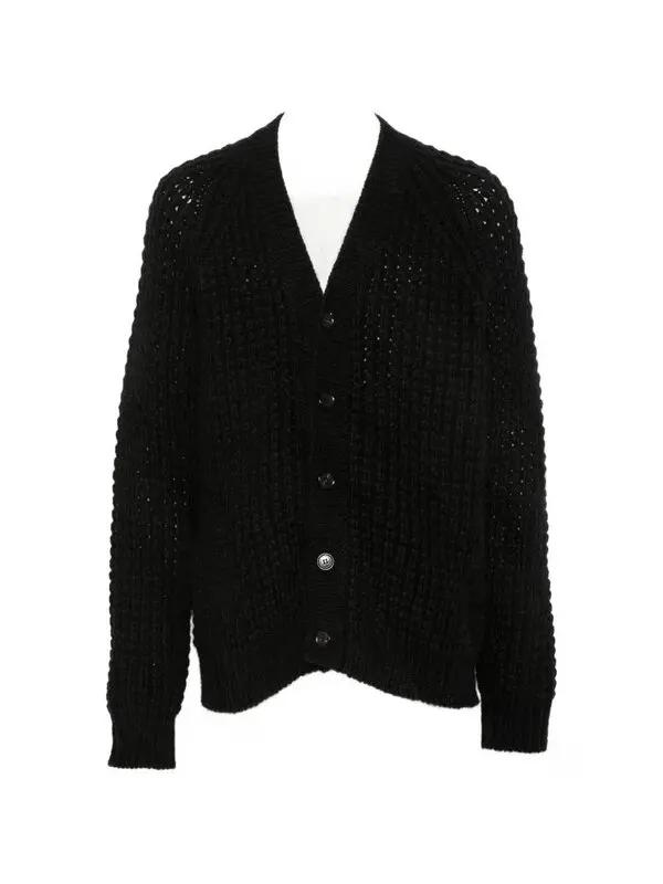 ROBERTO COLLINA Waffle-knit Raglan-sleeve Cardigan