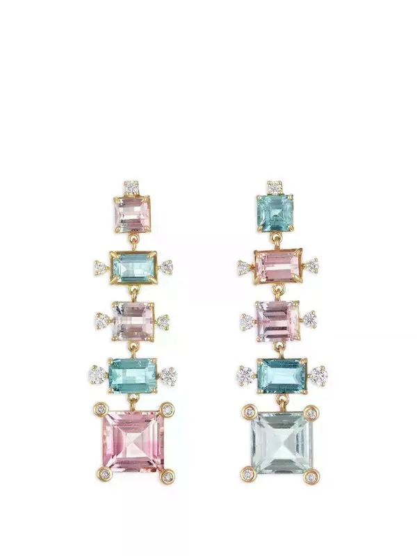 EDEN PRESLEY Tourmaline And Diamond Graduated Earrings - Gold