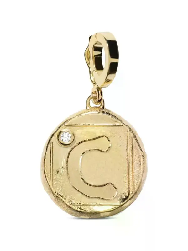 AZLEE 18k Yellow Diamond Initial Motif Pendant
