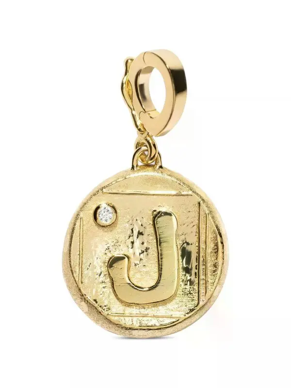 AZLEE 18k Yellow Diamond Initial Motif Pendant