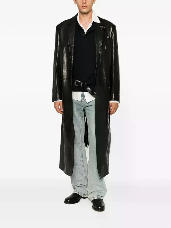 ANN DEMEULEMEESTER Buttoned Leather Coat