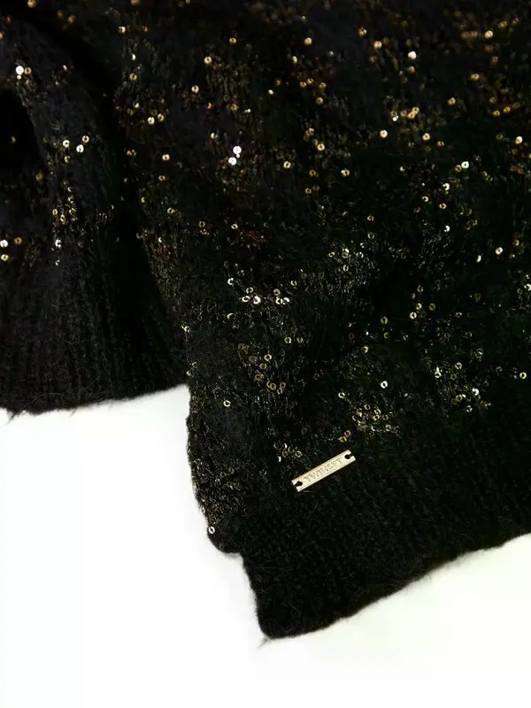 TWINSET Jacquard Knit Scarf With Houndstooth Pattern