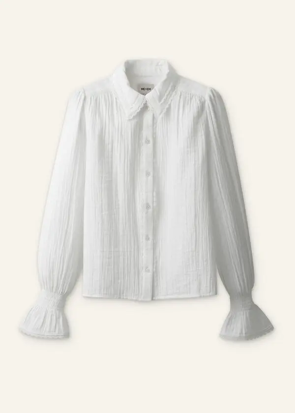 ME+EM Lace Trim Cheesecloth Blouse