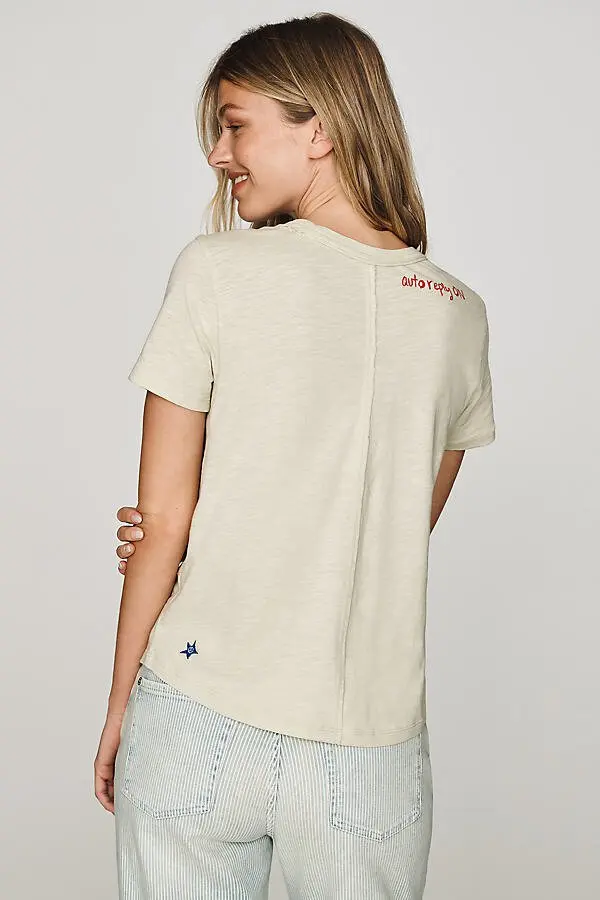 PILCRO Bennie Cotton Slim Embroidered T-shirt