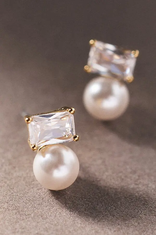 Nadri Bianca Pearl And Crystal Stud Earrings