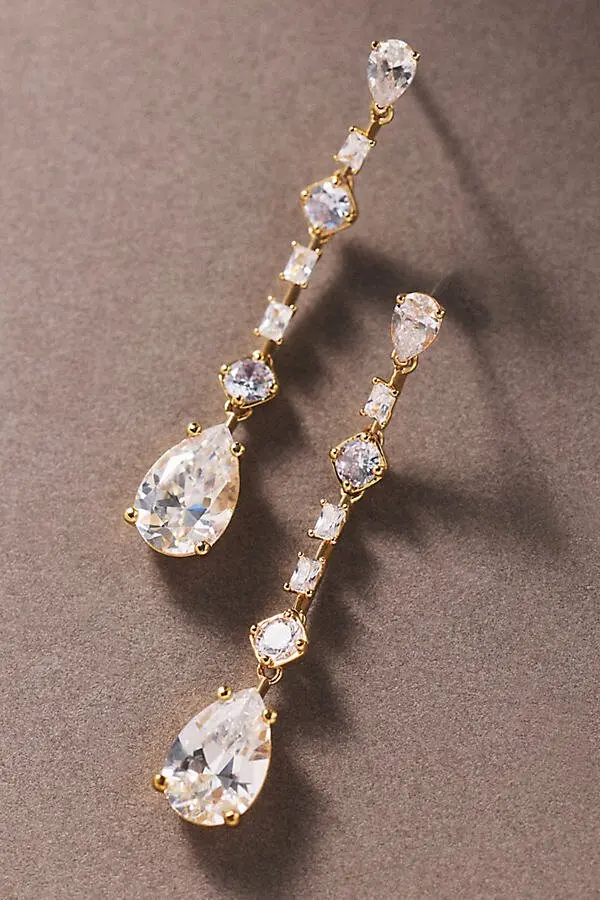 Nadri Runway Linear Drop Earrings With Crystal Accents
