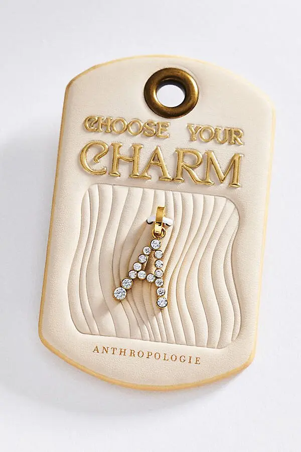 Anthropologie Bezel Pavé Crystal Initial Charm - A