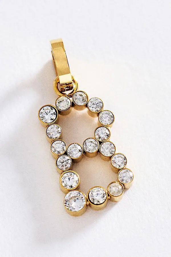 Anthropologie Bezel Pavé Crystal Initial Charm - B
