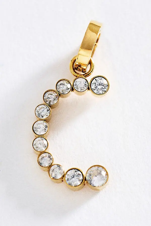Anthropologie Bezel Pavé Crystal Initial Charm - C