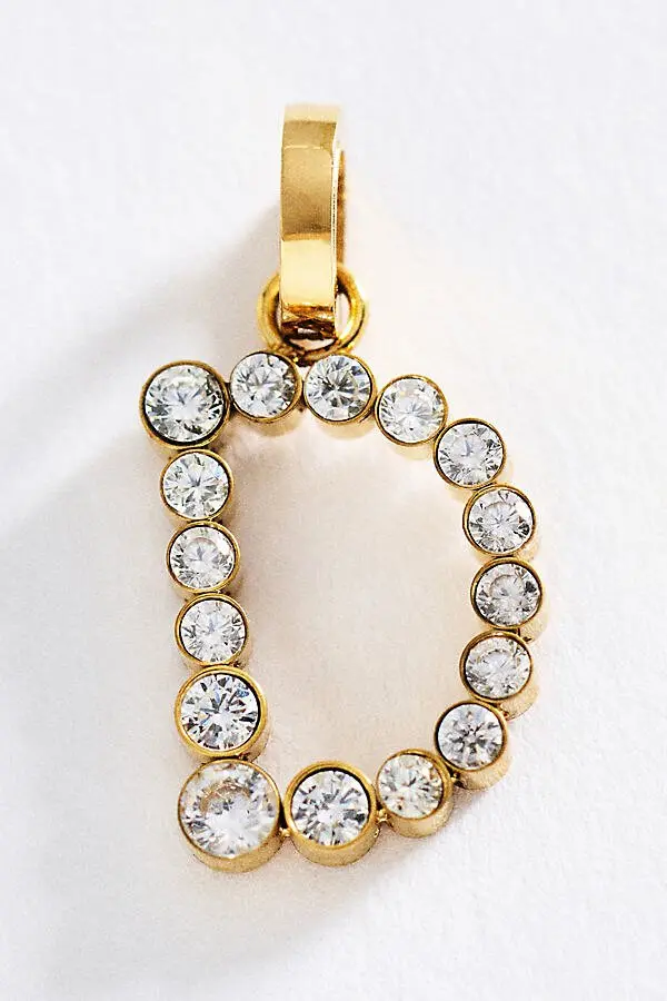 Anthropologie Bezel Pavé Crystal Initial Charm - D