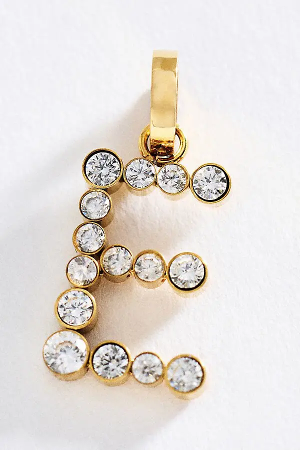 Anthropologie Bezel Pavé Crystal Initial Charm - E