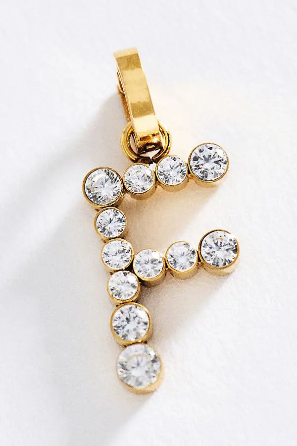 Anthropologie Bezel Pavé Crystal Initial Charm - F