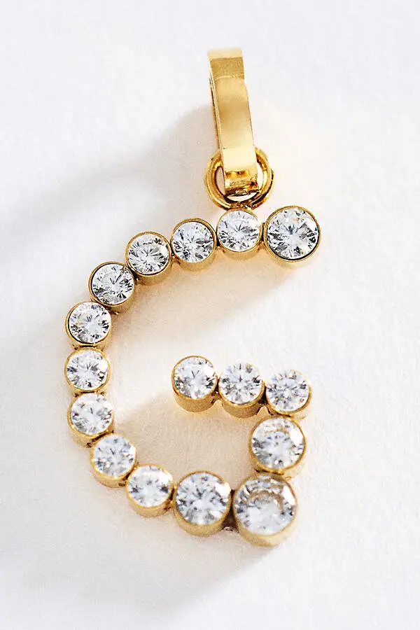 Anthropologie Bezel Pavé Crystal Initial Charm - G