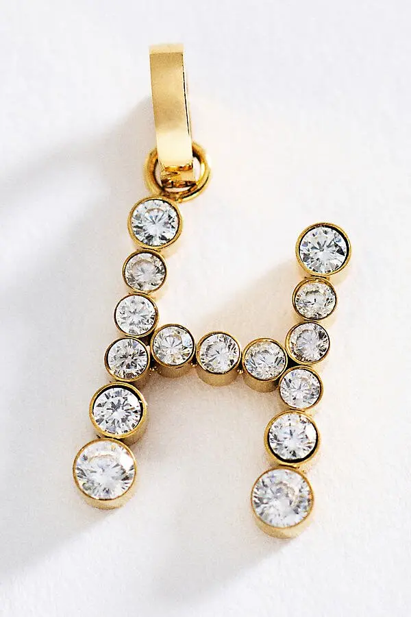 Anthropologie Bezel Pavé Crystal Initial Charm - H