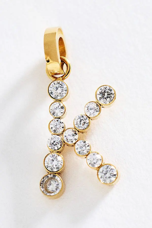 Anthropologie Bezel Pavé Crystal Initial Charm - K