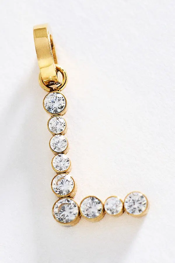 Anthropologie Bezel Pavé Crystal Initial Charm - L