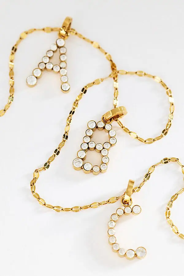Anthropologie Bezel Pavé Crystal Initial Charm - N