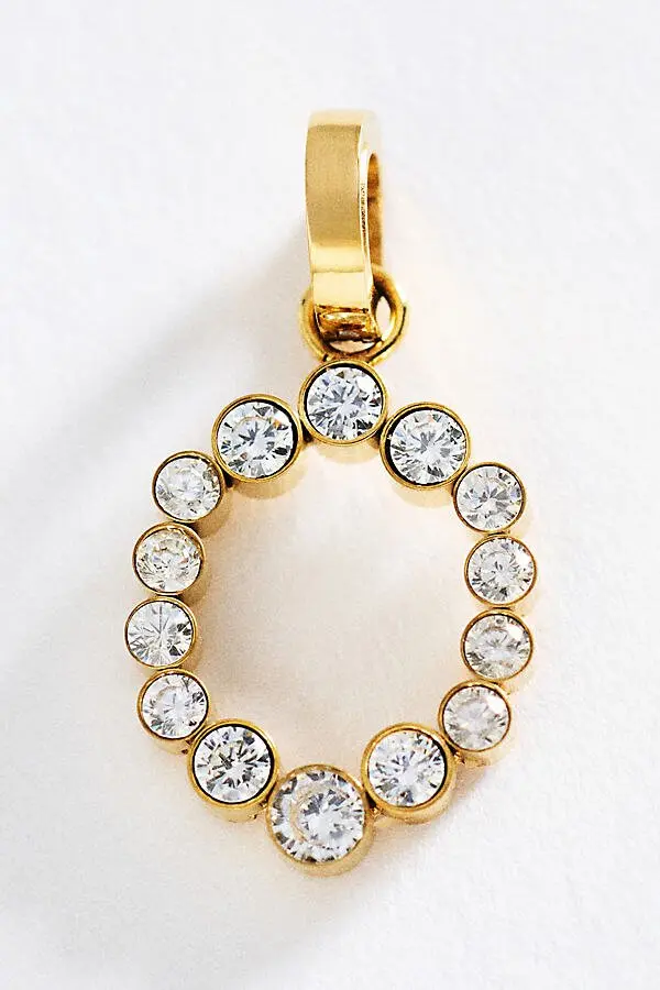 Anthropologie Bezel Pavé Crystal Initial Charm - O