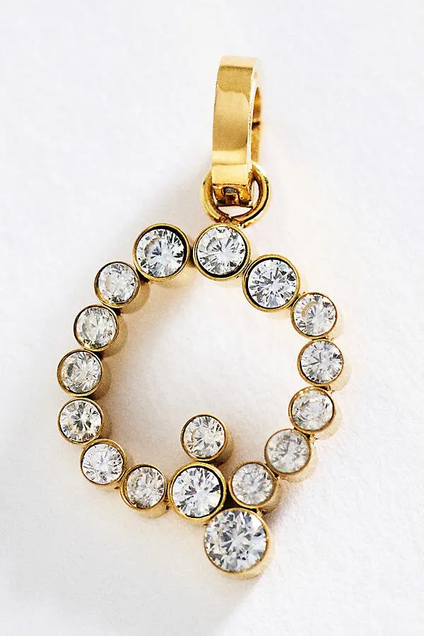 Anthropologie Bezel Pavé Crystal Initial Charm - Q