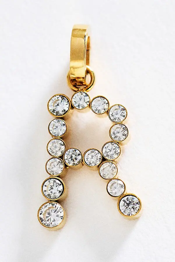 Anthropologie Bezel Pavé Crystal Initial Charm - R