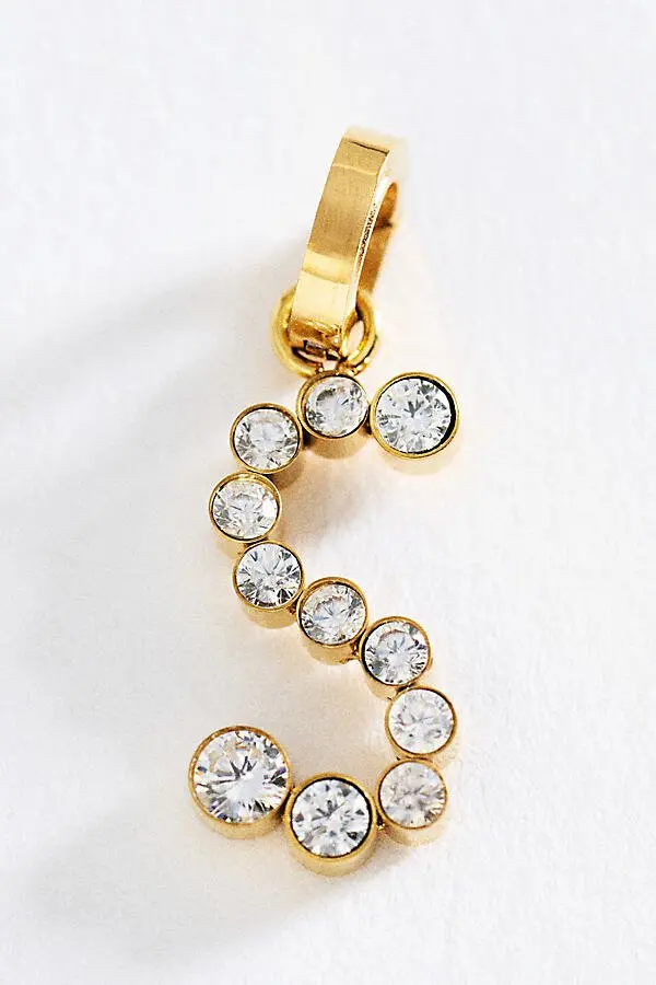 Anthropologie Bezel Pavé Crystal Initial Charm - S