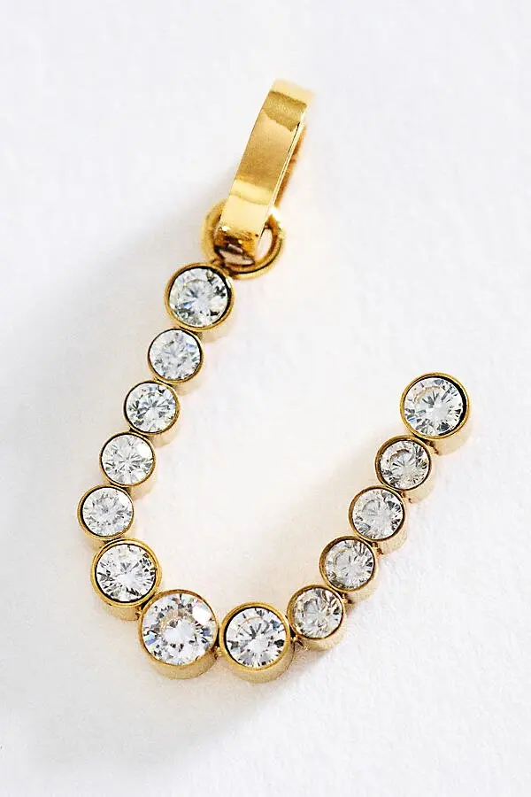 Anthropologie Bezel Pavé Crystal Initial Charm - U