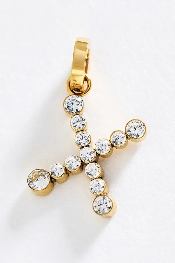 Anthropologie Bezel Pavé Crystal Initial Charm - X