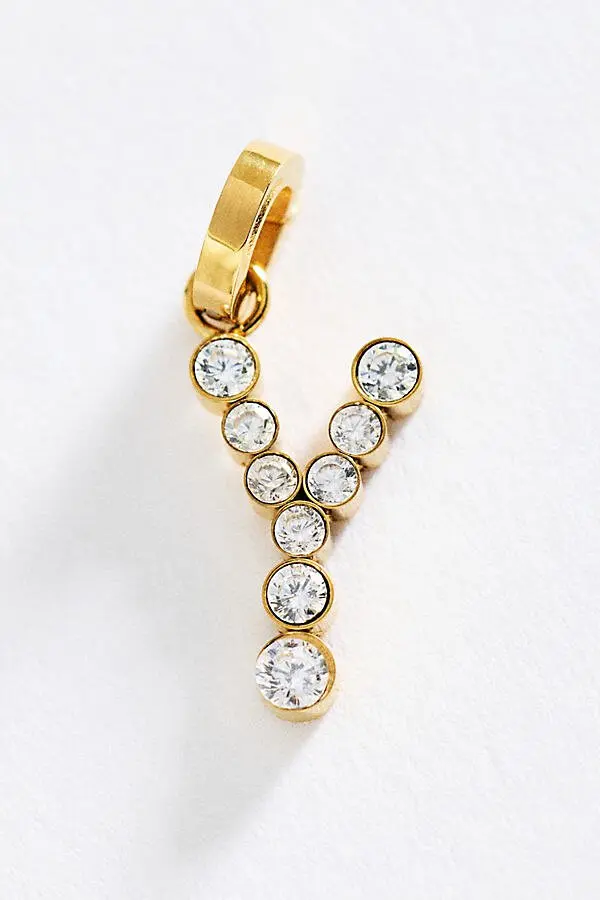 Anthropologie Bezel Pavé Crystal Initial Charm - Y