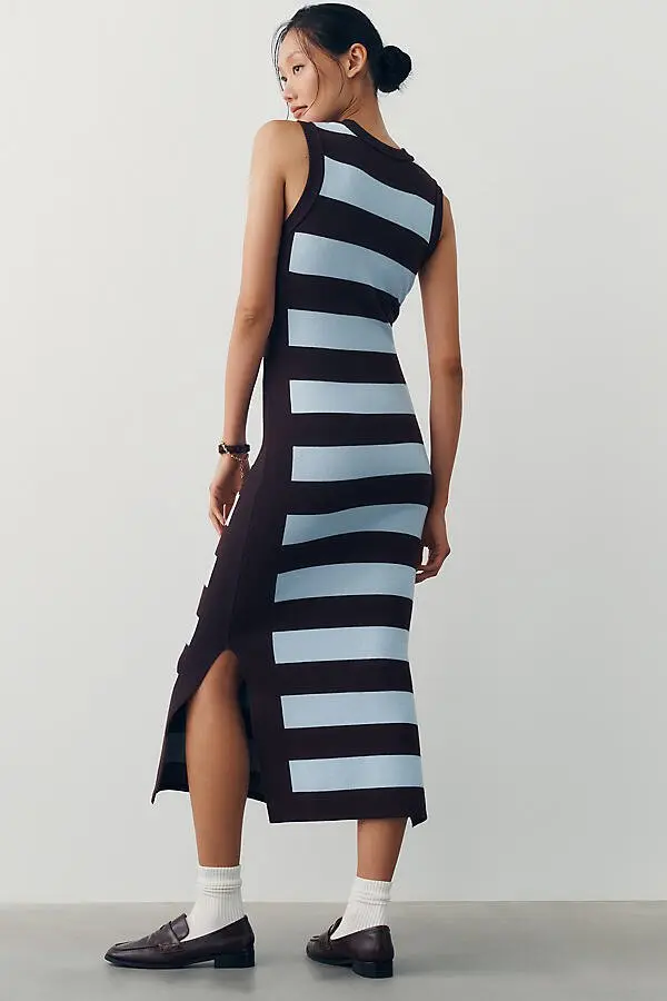 Daily Practice I'm Hooked" Midi Dress With Stripes - Blue Stripe