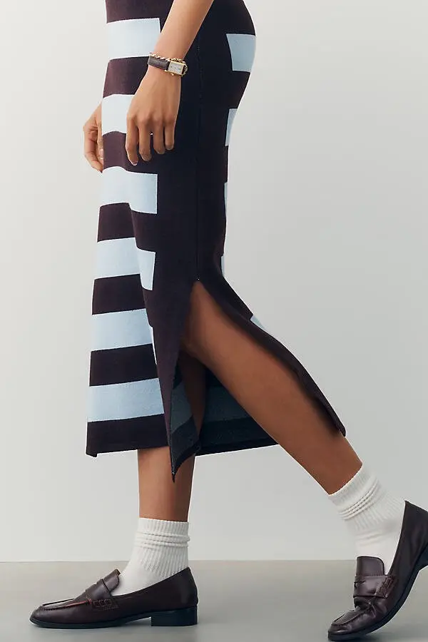 Daily Practice I'm Hooked" Midi Dress With Stripes - Blue Stripe