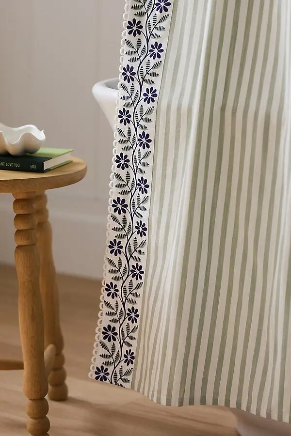 Anthropologie Evita Cotton Tie Stripe Shower Curtain
