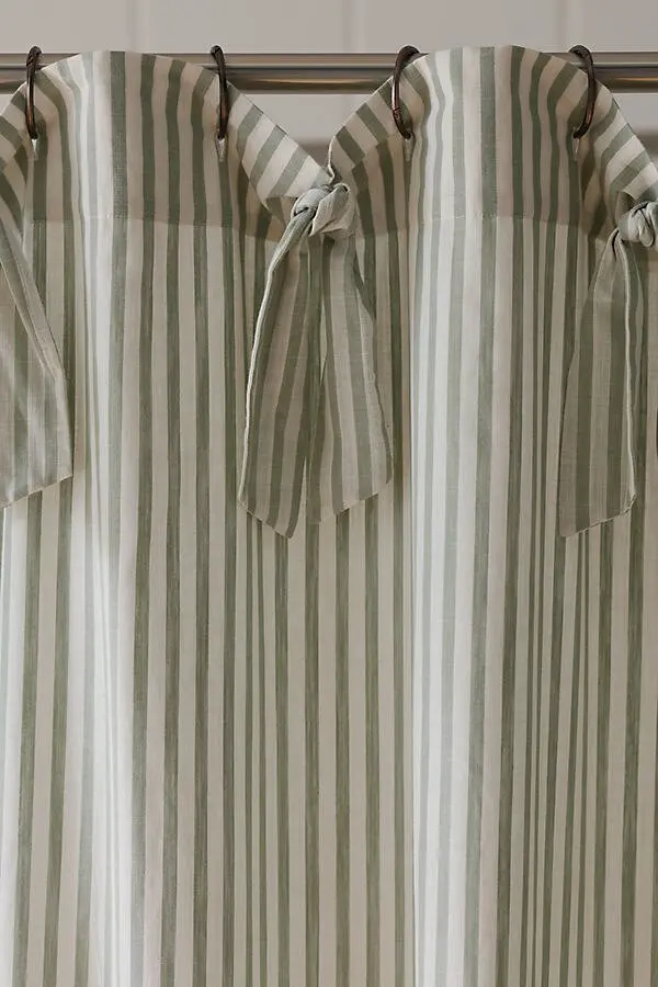 Anthropologie Evita Cotton Tie Stripe Shower Curtain