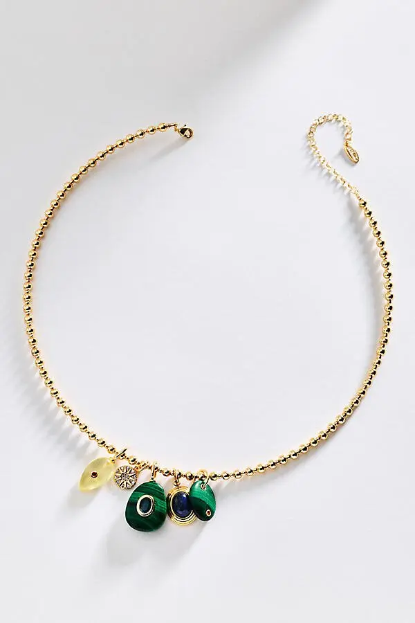 Anthropologie Gemstone Cluster Charm Necklace