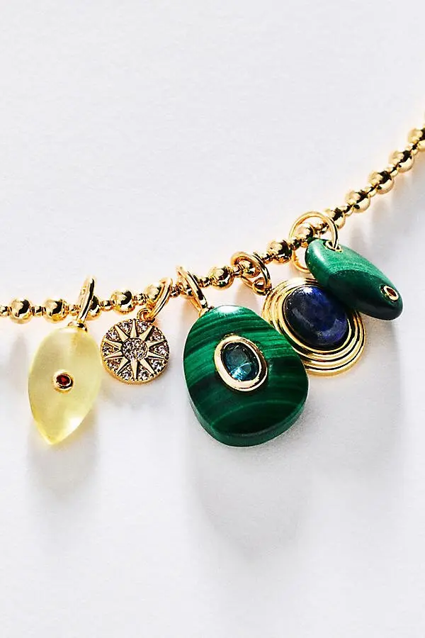 Anthropologie Gemstone Cluster Charm Necklace