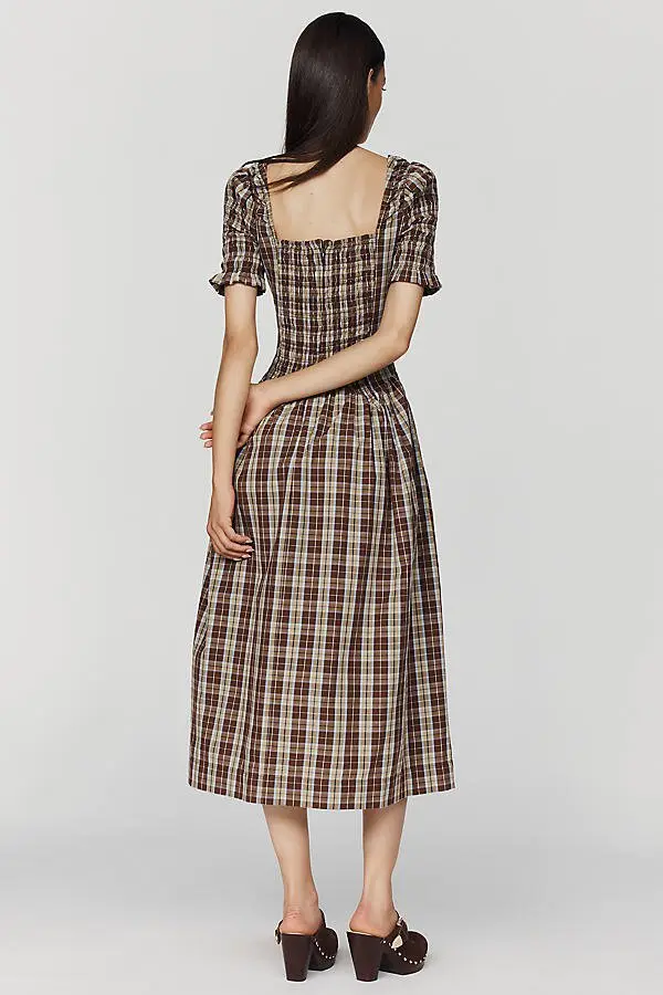 DAMSON MADDER Emmy Shirred Midi Dress