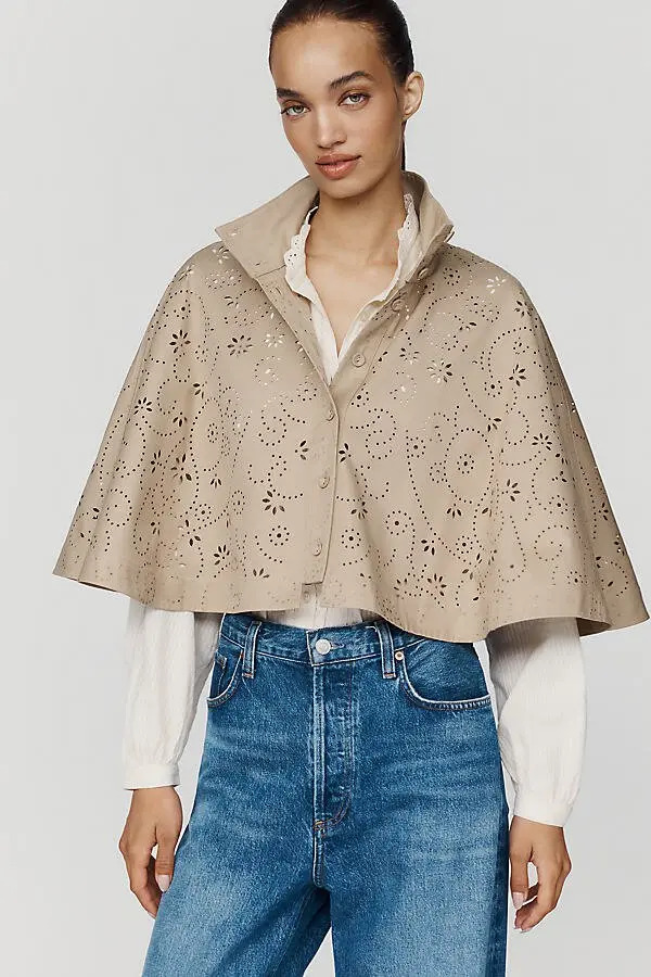 SUNDAY IN BROOKLYN Eyelet Trench Cape