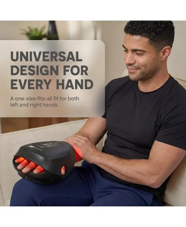 LIFEPRO Dualthera Hand Massager With Red Light Therapy - Black