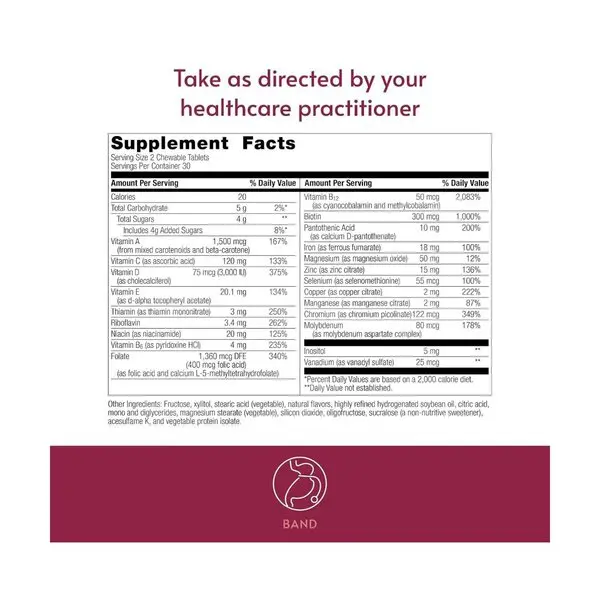 BARIATRIC ADVANTAGE Chewable Multi Rp Multivitamin For Bariatric Surgery Patients With Iron