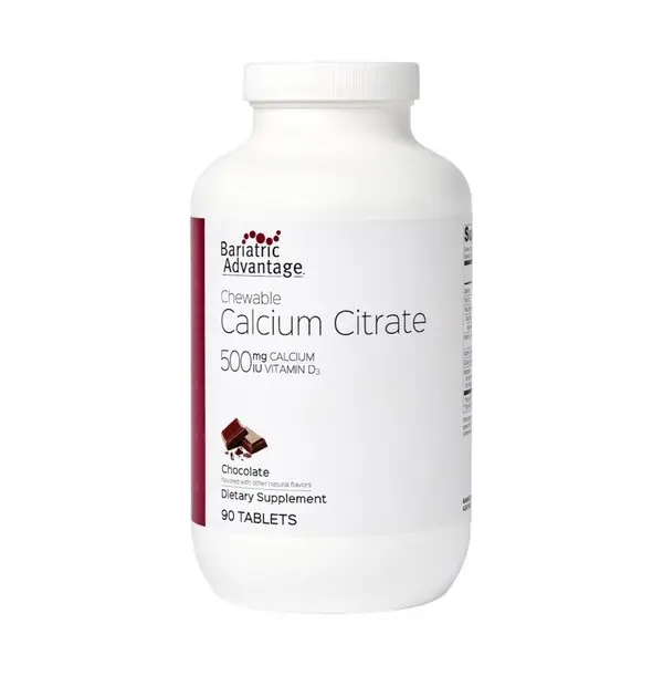BARIATRIC ADVANTAGE Calcium Citrate Chewable 500 Milligram For Bariatric Surgery Patients High Potency - No Color