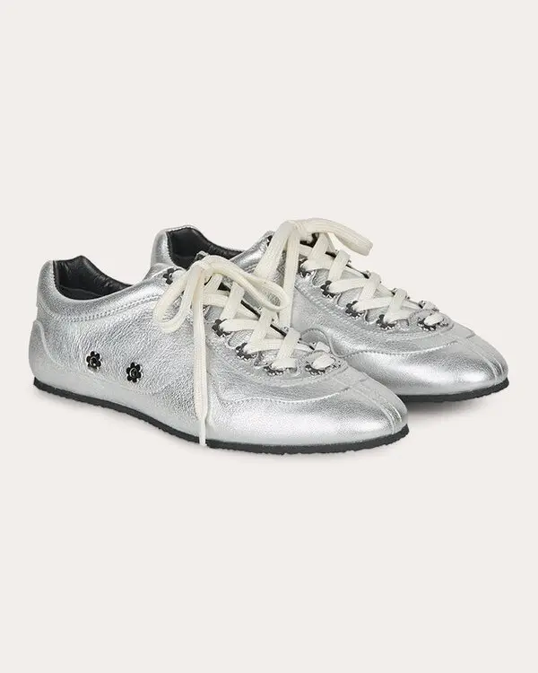 Cecilie Bahnsen Blaise Floral Stud Metallic Leather Sneaker