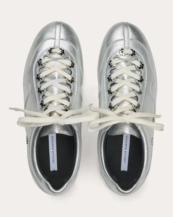 Cecilie Bahnsen Blaise Floral Stud Metallic Leather Sneaker