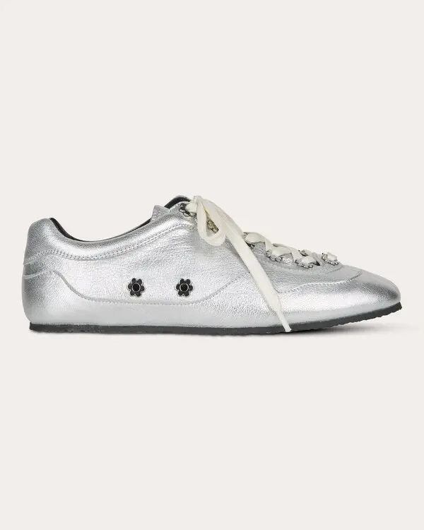 Cecilie Bahnsen Blaise Floral Stud Metallic Leather Sneaker