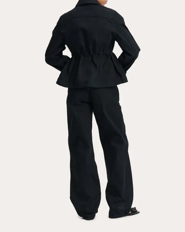 Cecilie Bahnsen Candida Drawcord Peplum Denim Jacket