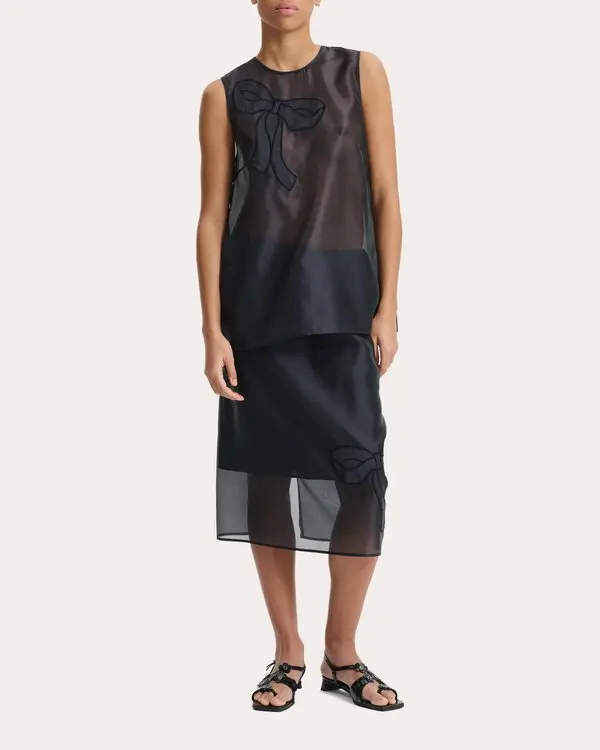 Cecilie Bahnsen Bria Embroidered Organza Midi Skirt