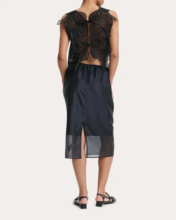 Cecilie Bahnsen Bria Embroidered Organza Midi Skirt