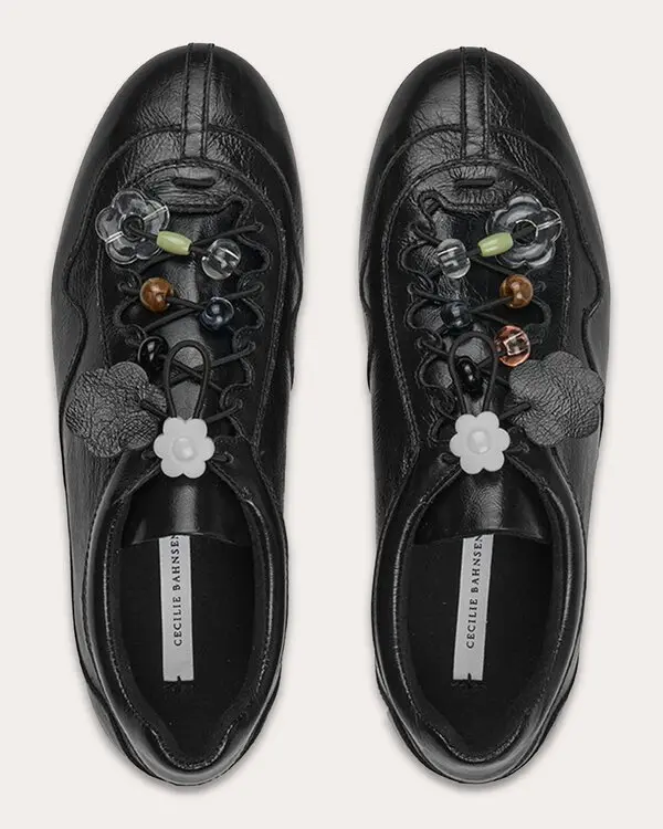 Cecilie Bahnsen Blaise Beaded Floral Leather Sneaker