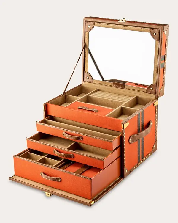 Wolf Ida Trunk Canvas Jewelry Box - Orange