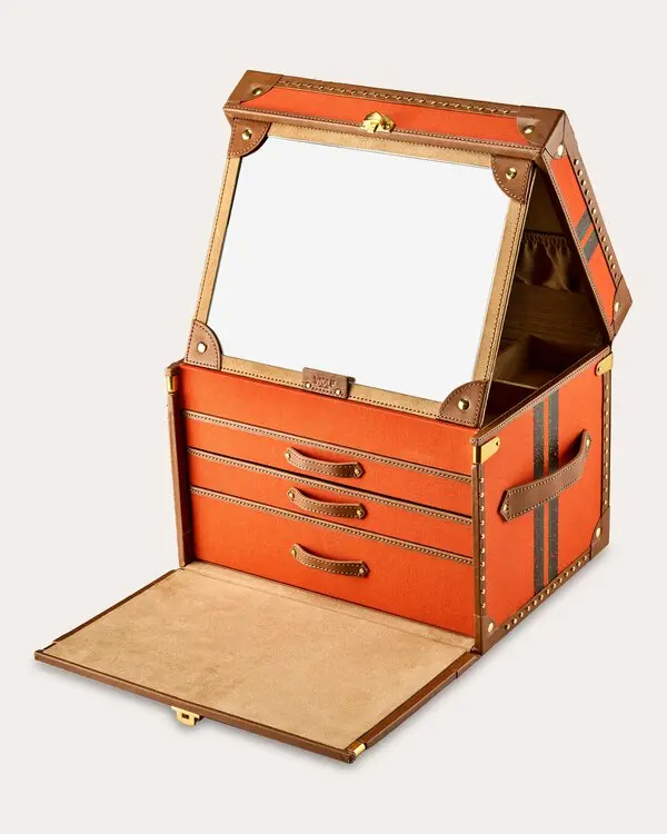Wolf Ida Trunk Canvas Jewelry Box - Orange