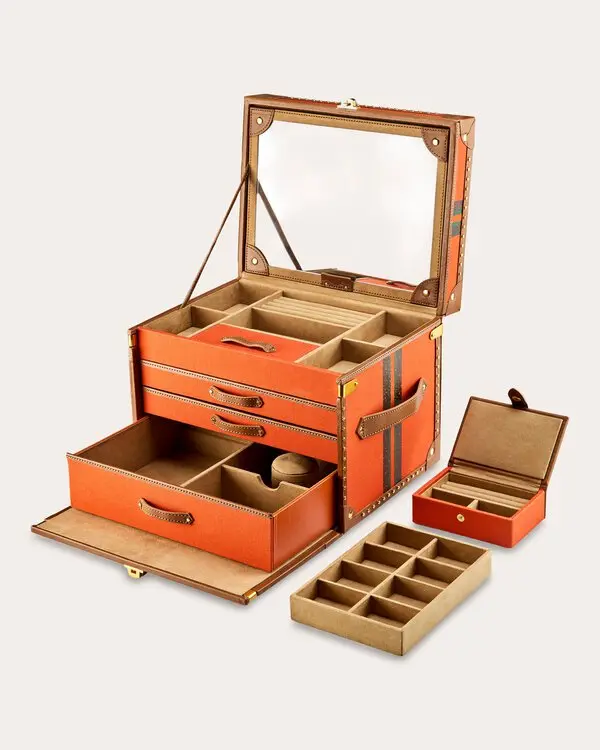 Wolf Ida Trunk Canvas Jewelry Box - Orange