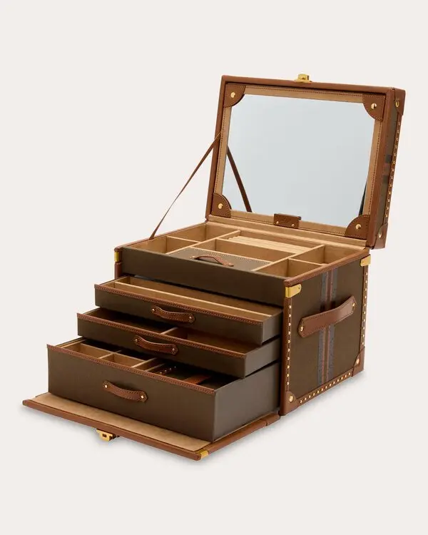 Wolf Ida Trunk Canvas Jewelry Box - Brown